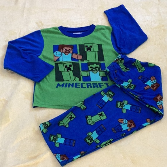 Minecraft | Pajamas | Green And Blue Minecraft Pajama Set With ...